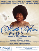 Ruth Walker - 2021 - Wingate Funeral Home