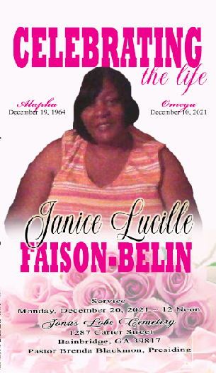 Janice F. Belin - 2021 - Bruton Mortuary