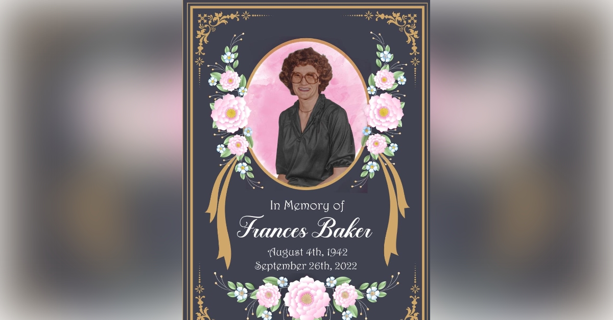 Obituary information for Frances Baker