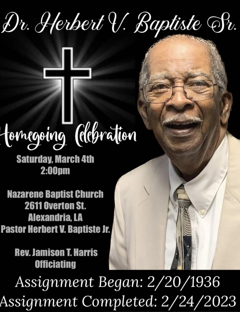 Dr. Hebert V Baptiste Sr. - 2023 - Winnfield Funeral Home - Alexandria