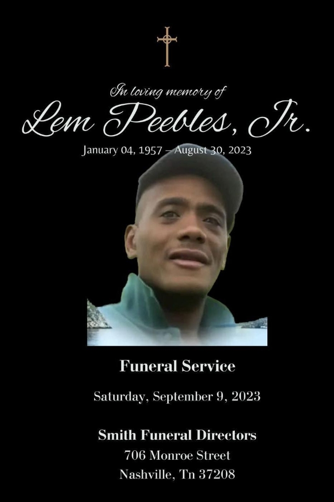 Lem G. PEEBLES - 2023 - Smith Brothers Funeral Directors Inc