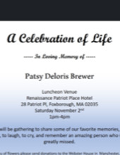 Patsy D Brewer - 2019 - Roberts Mitchell Caruso Funeral Home - Medfield