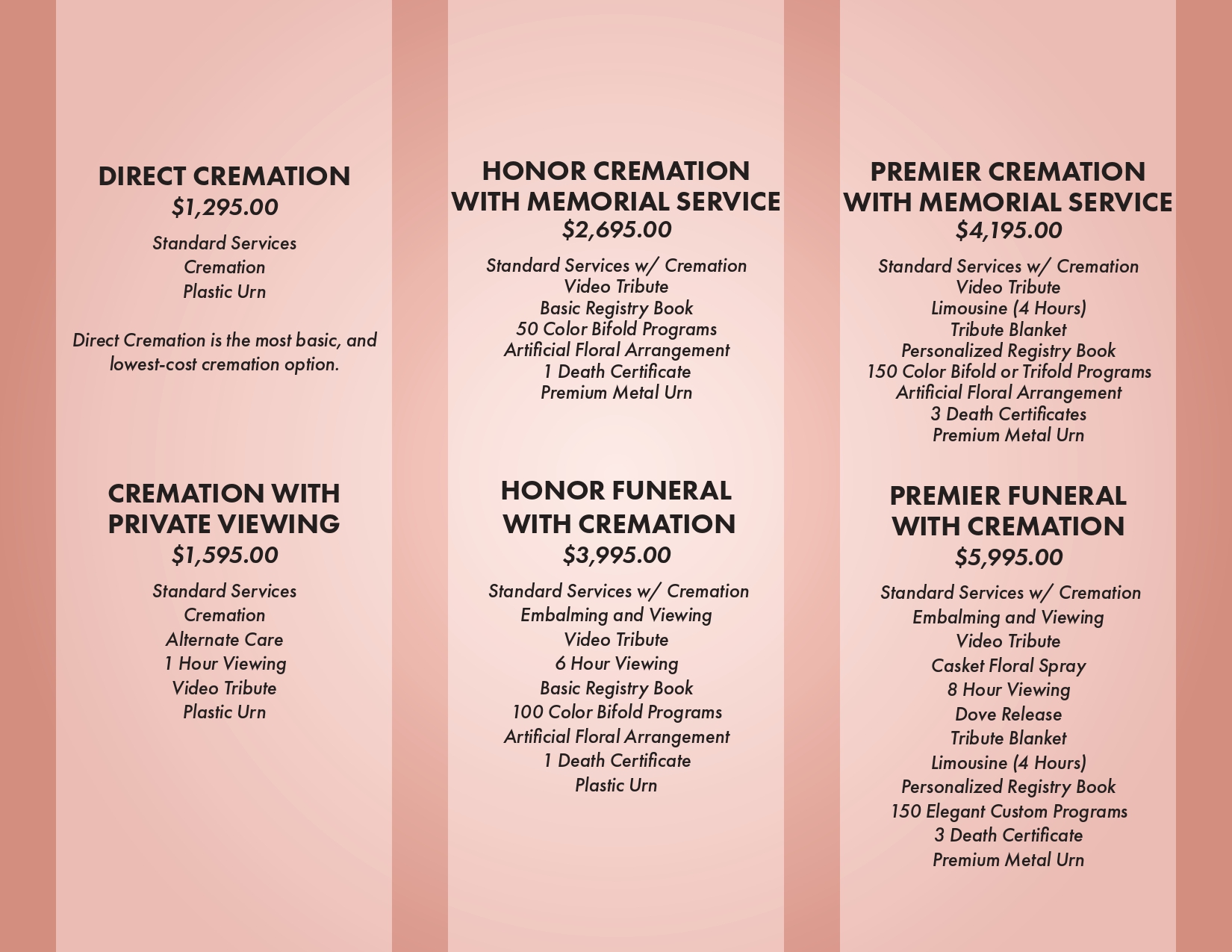 Service Pricing | Tucker Funerals and Cremations