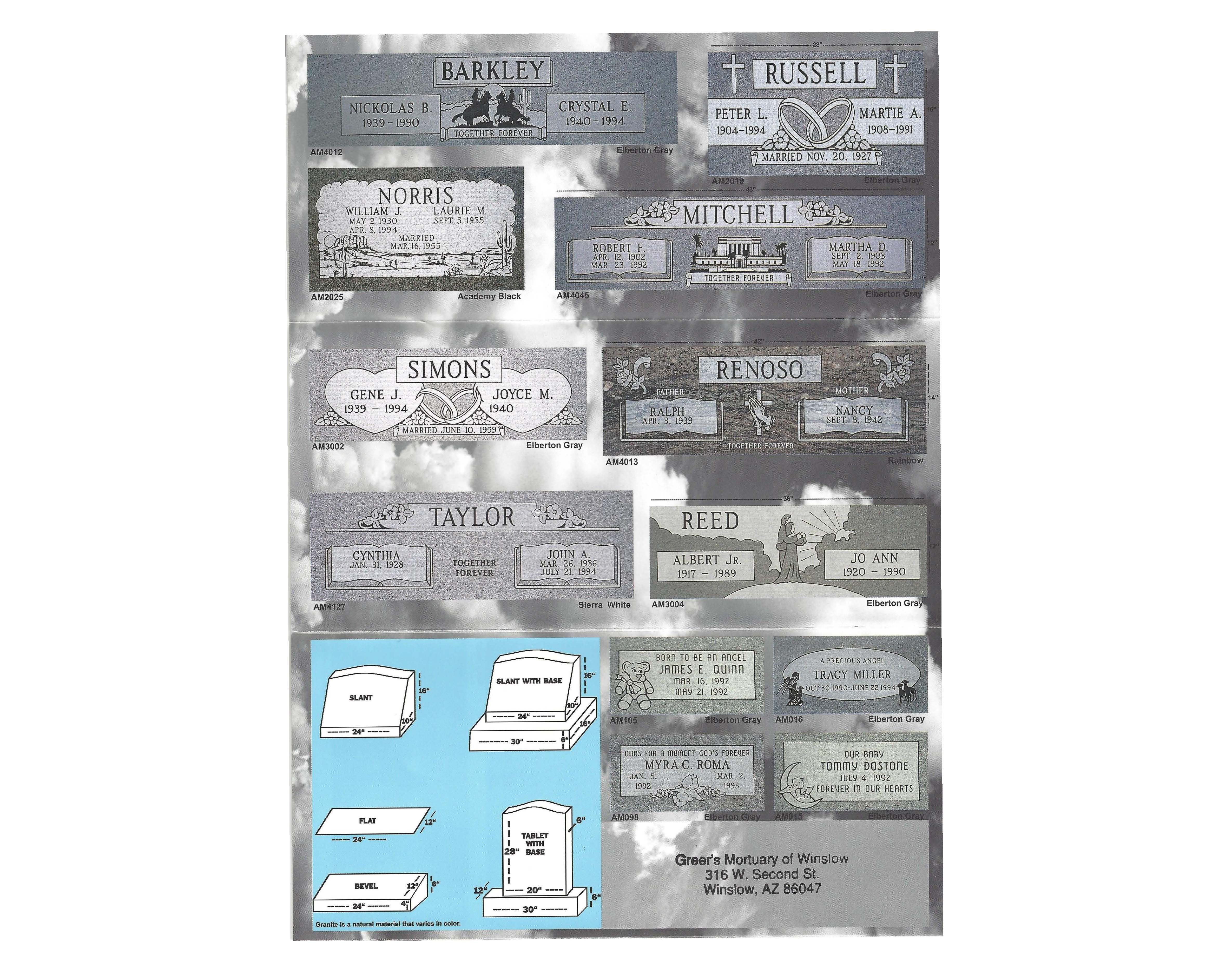 Merchandise | Greer's Mortuary